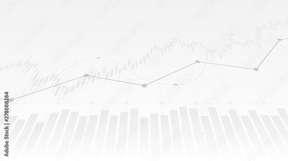 abstract financial chart with uptrend line graph and candlestick on ...
