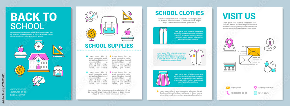 School system brochure template layout. Inviting pupils. Flyer, booklet ...