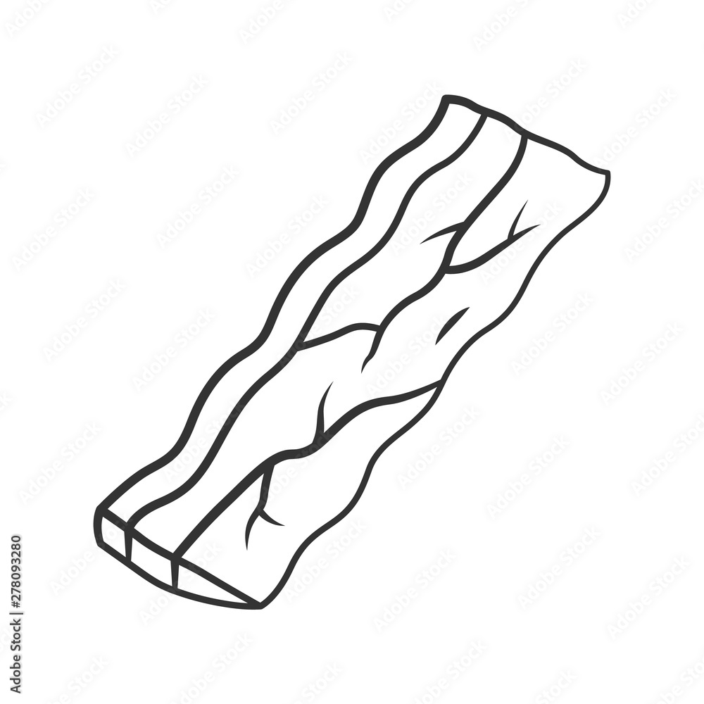 Bacon linear icon. Butchers meat. Roasted sowbelly. Piece of lard ...