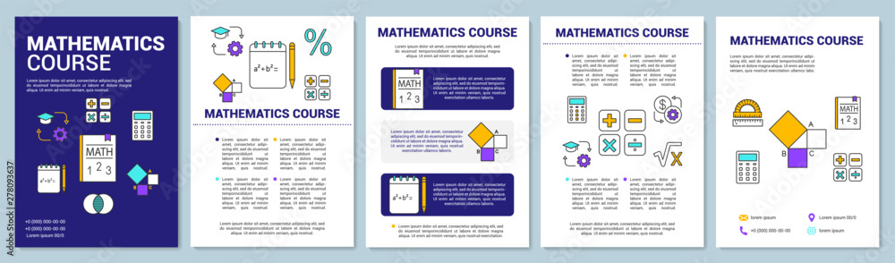 Mathematics lessons brochure template layout. Flyer, booklet, leaflet ...
