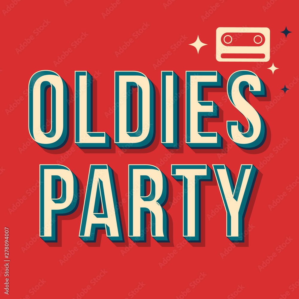 Oldies party vintage 3d vector lettering. Retro bold font, typeface ...