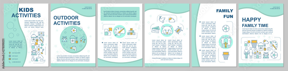 Kids activities brochure template layout. Happy family time. Flyer ...