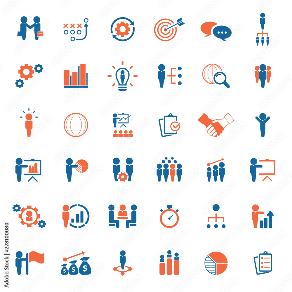 Universal business management and human resources icon set. Universal ...
