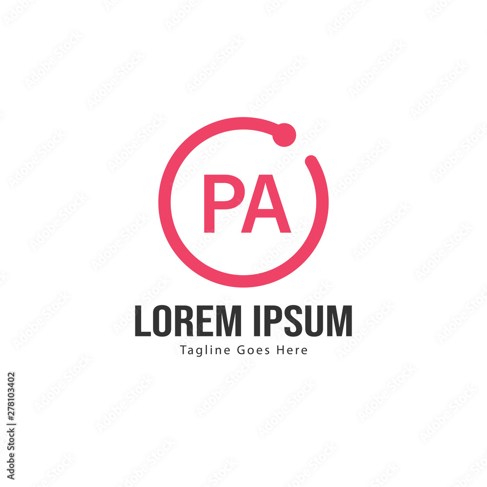 Initial PA logo template with modern frame. Minimalist PA letter logo ...