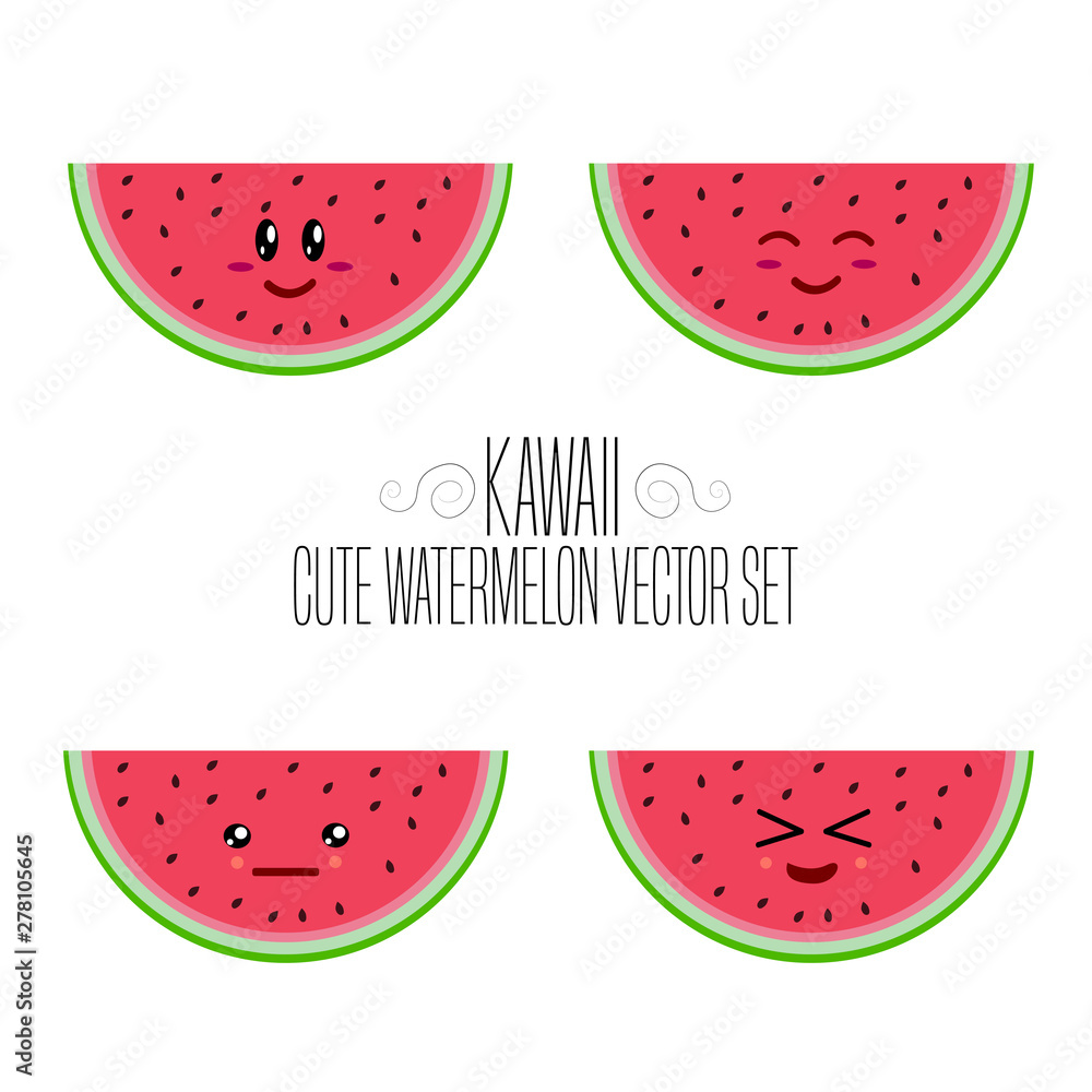 Kawaii isolated watermelon template. Cute illustration of an watermelon ...