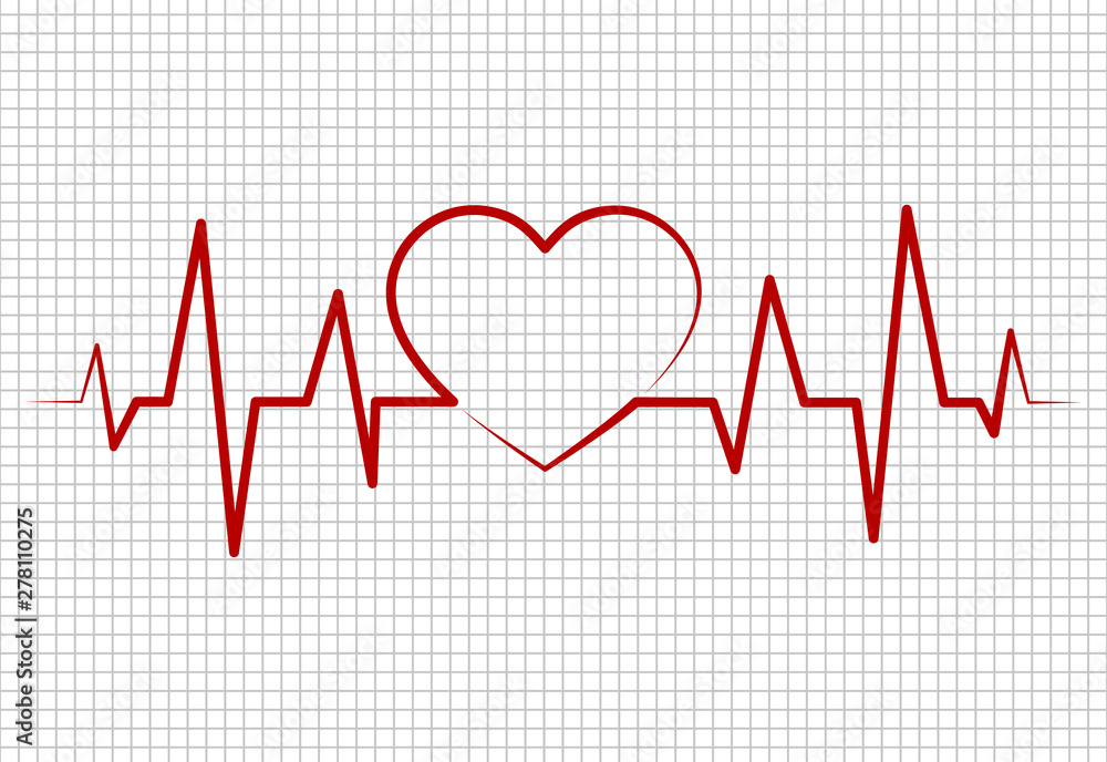 Heart beats, cardiogram.Pulse of life line forming heart shape. Medical ...
