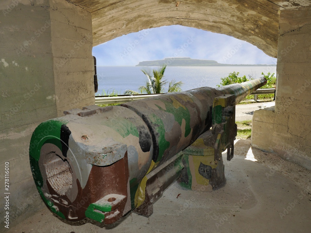 World War 11 Japanese cannon with the Cake Mountain in the distance ...