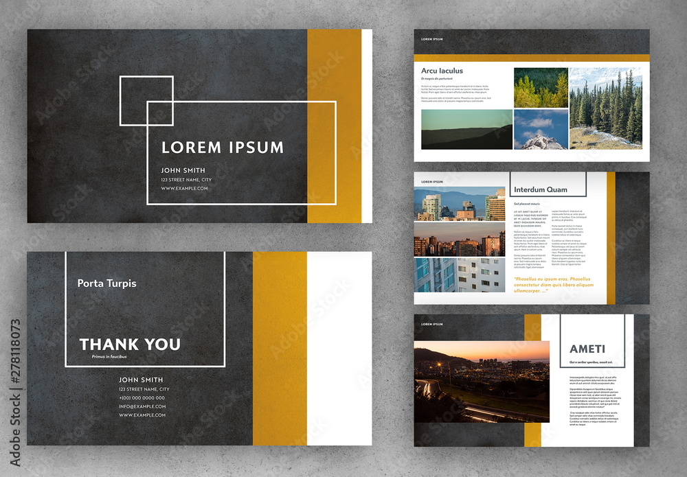 Modern Presentation Layout with Yellow Accents Stock Template | Adobe Stock
