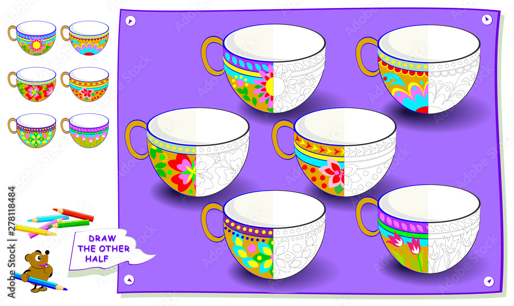 Educational page for kids textbook. Need to paint the second parts of ...