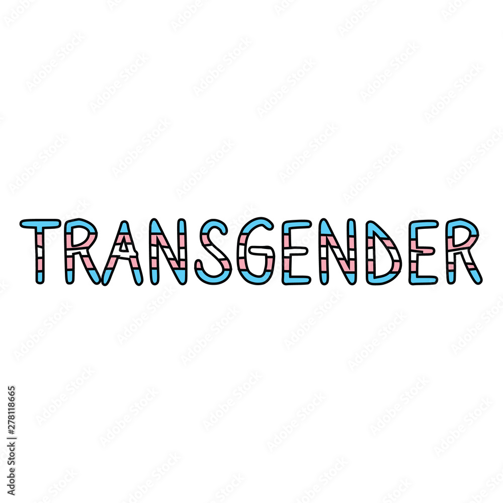 Cute transgender typography cartoon vector illustration motif set. Hand ...