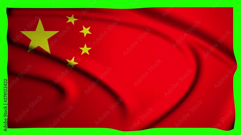China Animation Flag Animation Green Screen Animation China Waving Flag ...