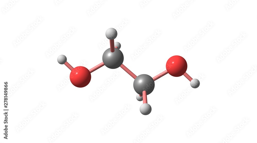 Ethylene glycol molecular structure isolated on white Stock ...
