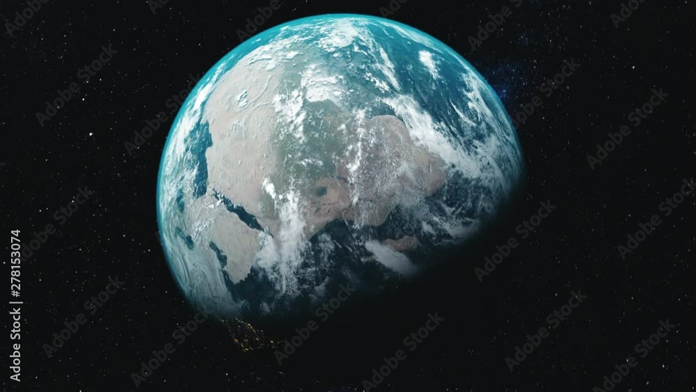 motion graph planet Earth with blue water brown mainlands rotates ...