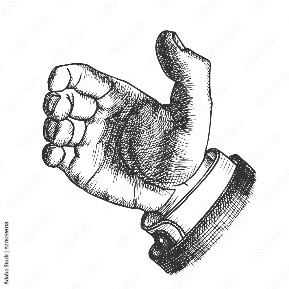 Male Hand Make Gesture Palm Finger Doodle Vector. Man Showing Gesture ...