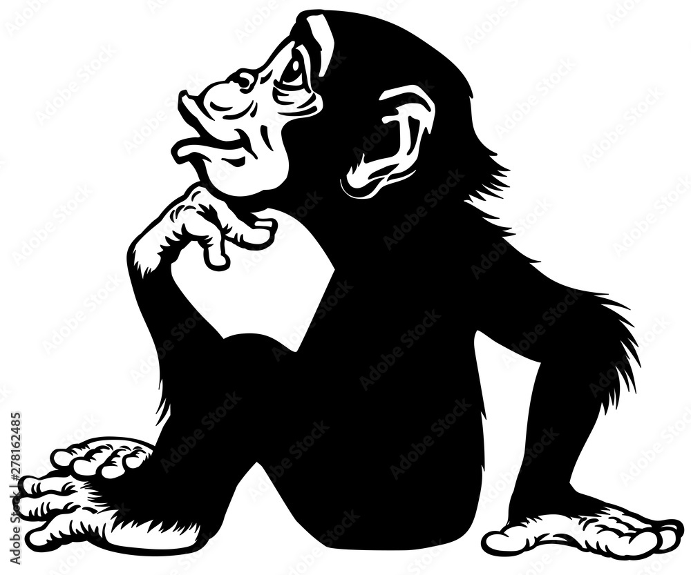 Chimpanzee Clipart Black And White