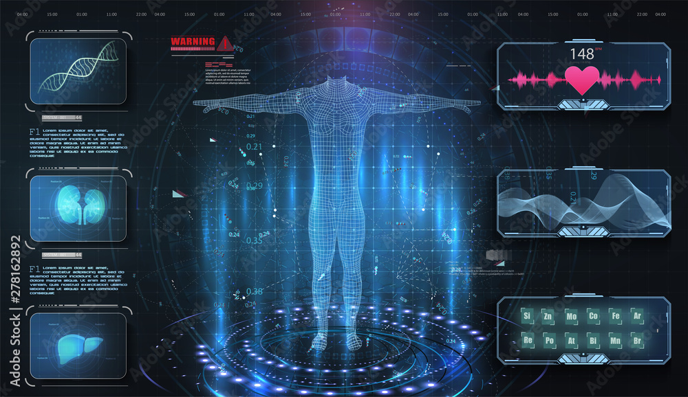 Medical examination in style HUD, UI, UX, GUI. Medical Health Care ...