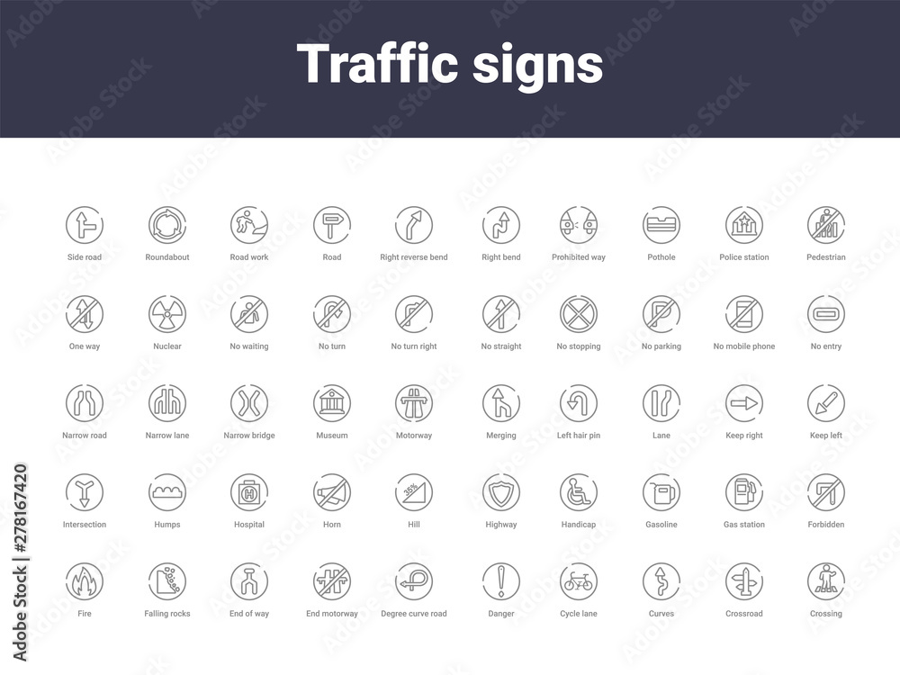 traffic signs outline icons Stock Vector | Adobe Stock