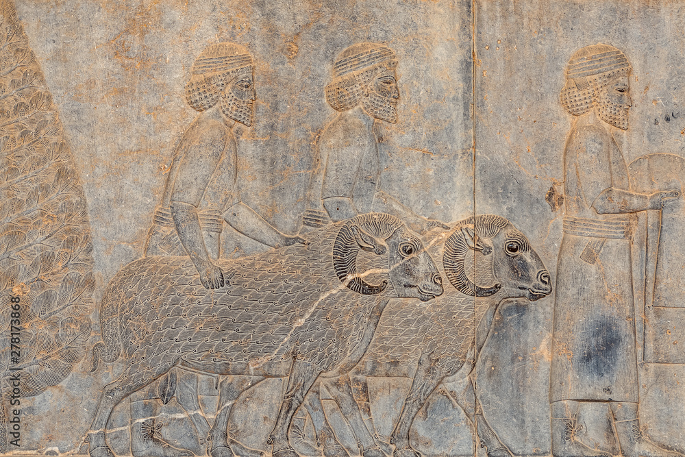 Ancien inscriptions on the walls of Persepolis, the ancient capital of ...