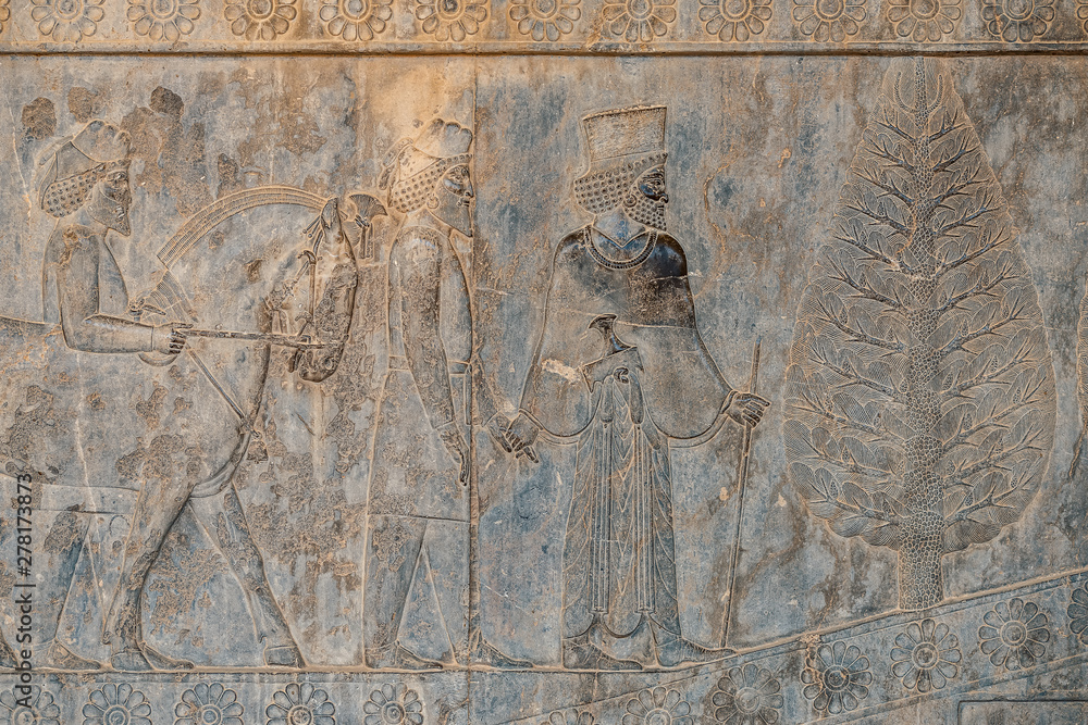 Ancien inscriptions on the walls of Persepolis, the ancient capital of ...