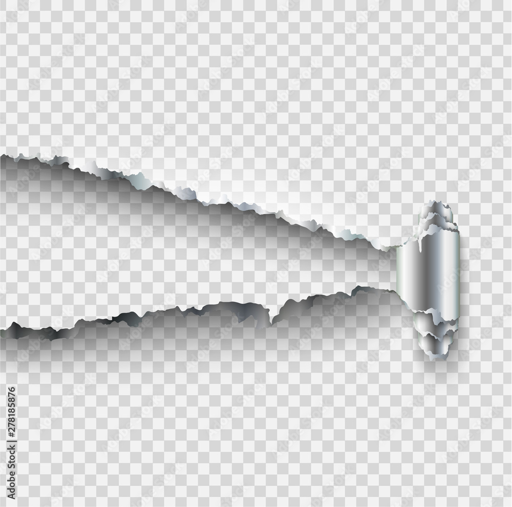 Torn ripped metal vector template, sides with ripped steel on realistic ...