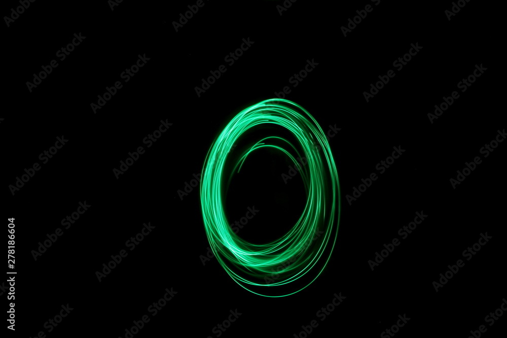 Long exposure photograph, light painting photography. Letter o of an ...