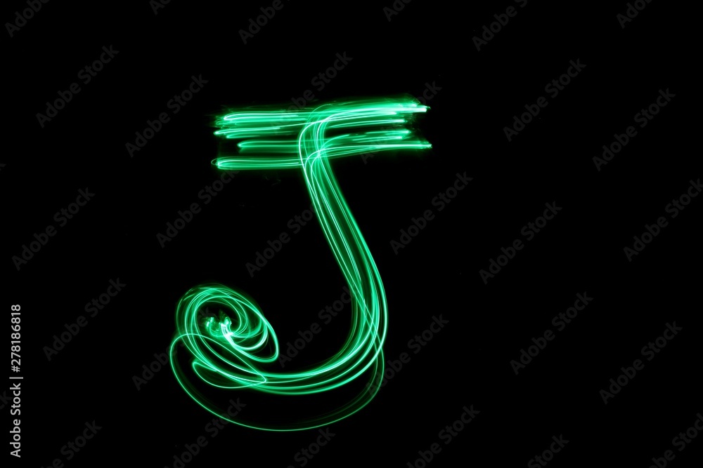 Long exposure photograph, light painting photography. Letter of an ...
