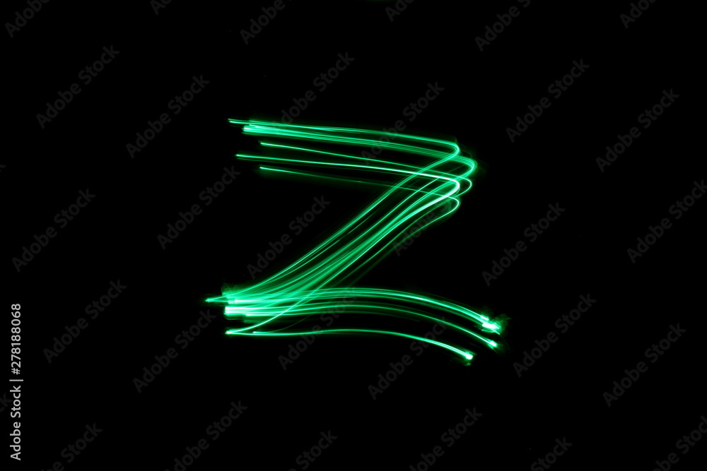 Long exposure photograph, light painting photography. Letter z of an ...