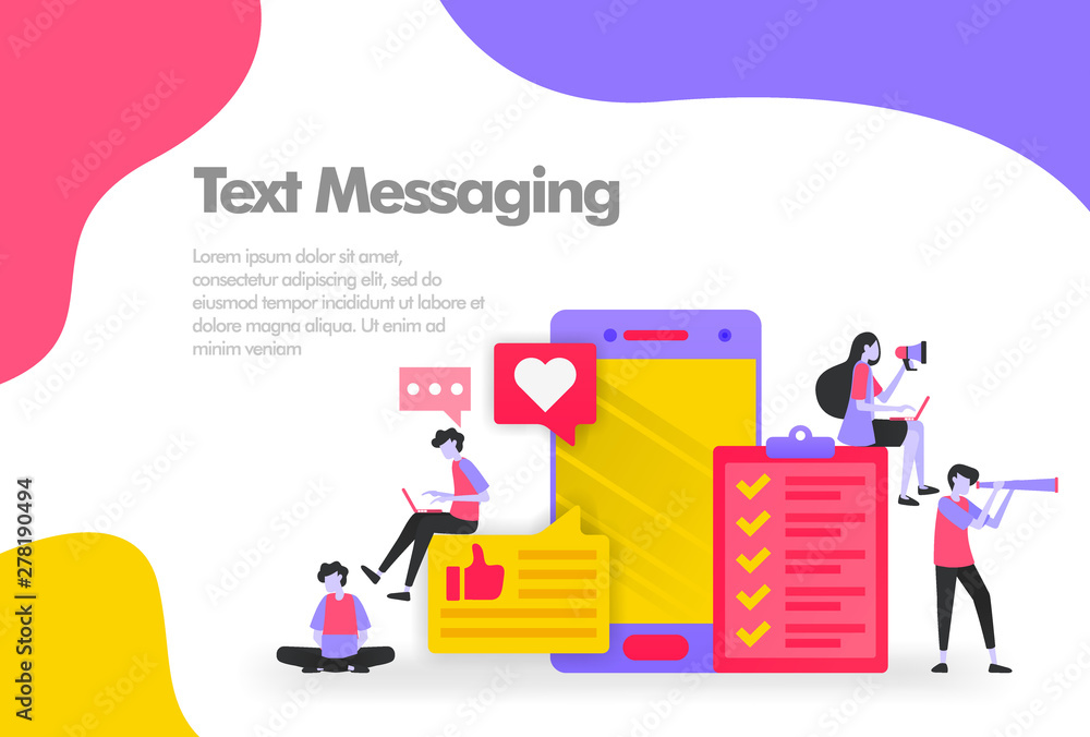 Text messaging Illustration Concept, send and receive messages. Modern ...
