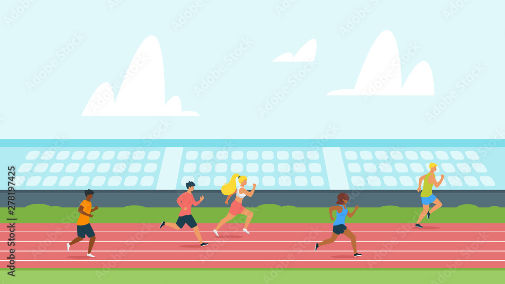 Photo & Art Print Highschool students running track flat vector ...