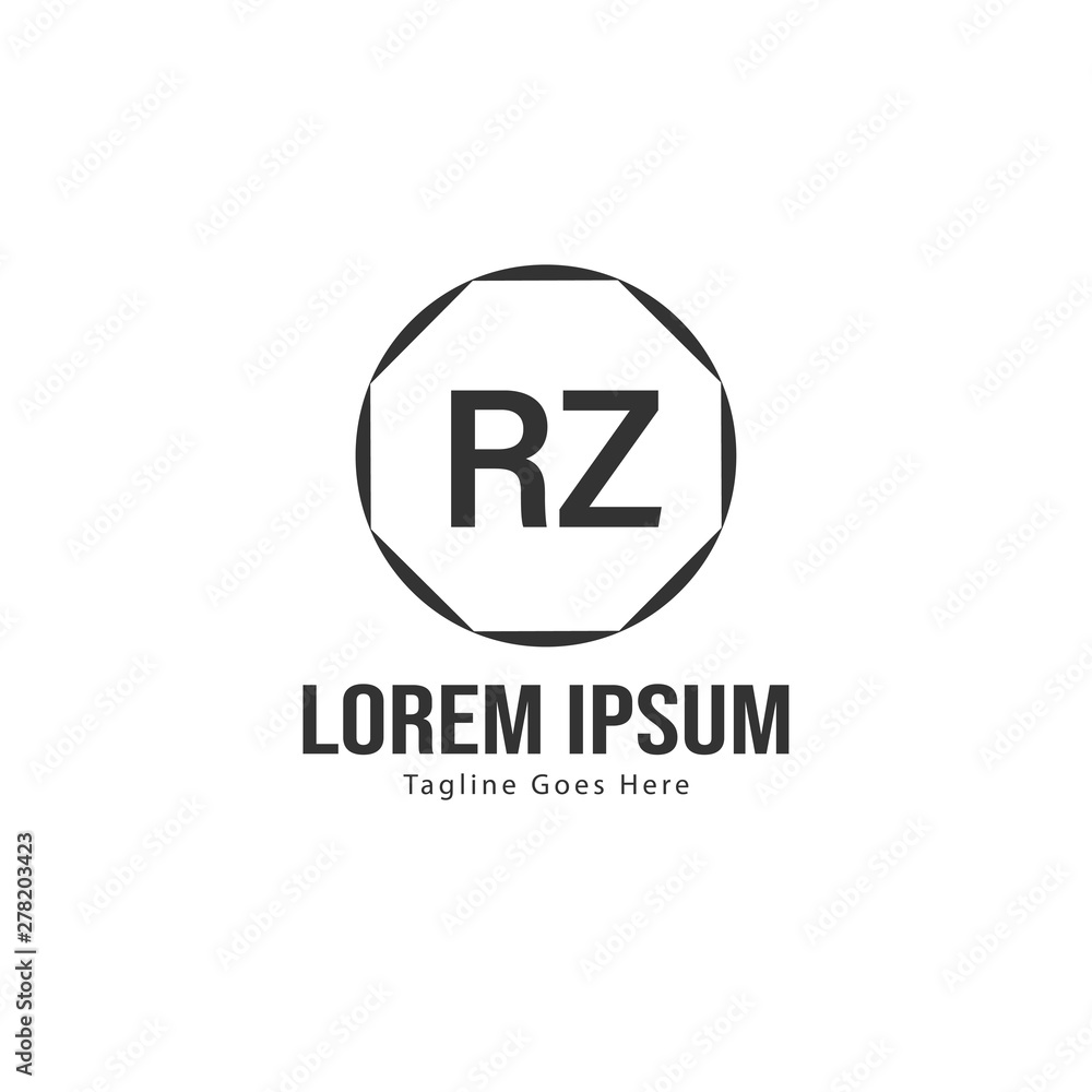 Initial RZ logo template with modern frame. Minimalist RZ letter logo ...