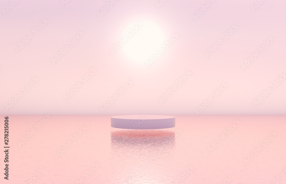 Natural beauty podium backdrop with cylinder box for cosmetic product ...