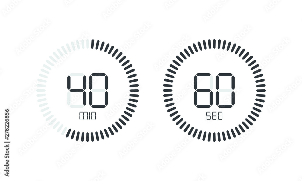 Stopwatch Digital Countdown Timer With Minutes And Seconds Vector
