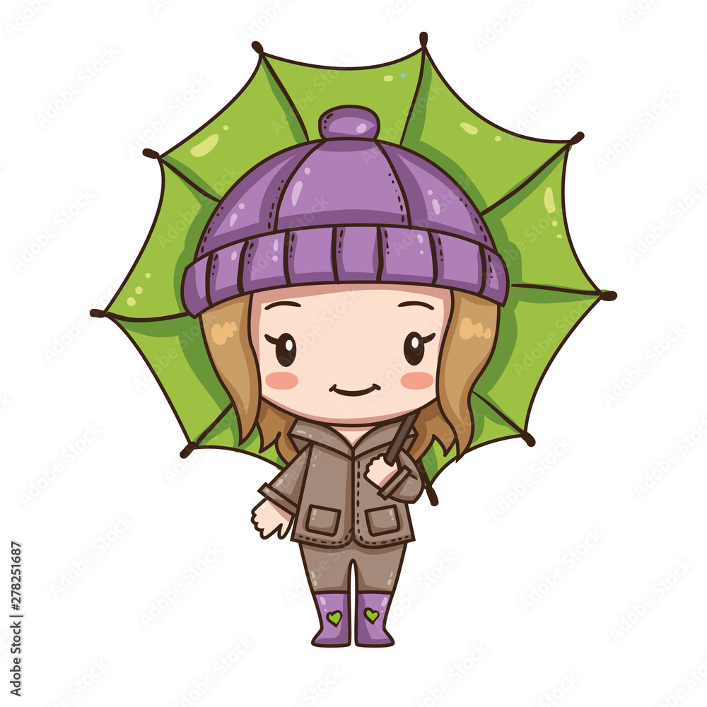 Vector illustration of cute chibi character isolated on white ...