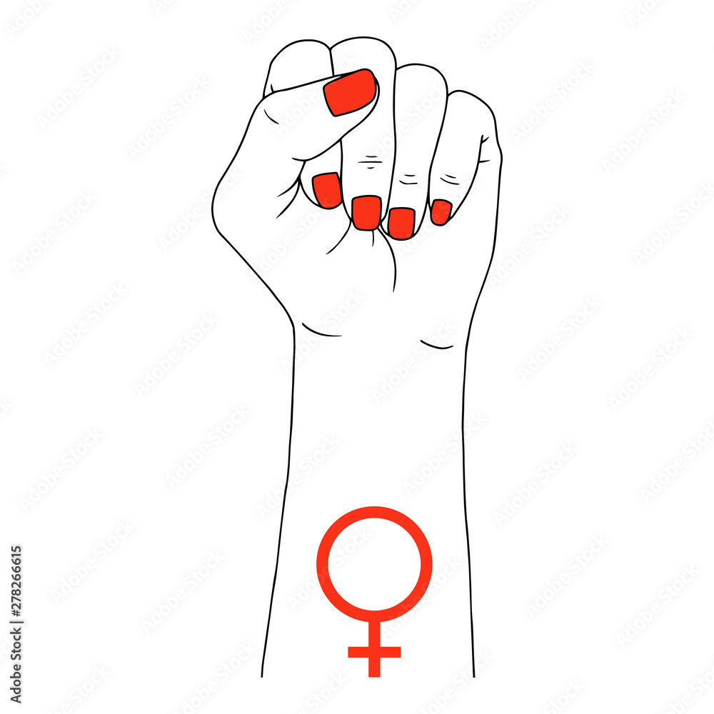 Feminism symbol. Fighting fist of a woman. Lovely vector illustration ...