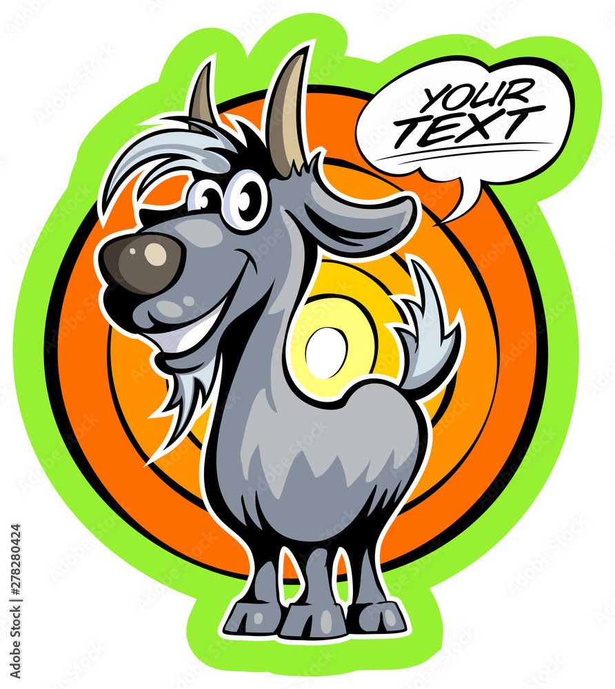 Cartoon style goat with the comics text box. Stock Vector | Adobe Stock