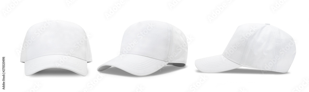 White baseball cap isolated on white background with clipping path ...