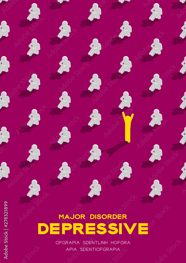 Depression (major depressive disorder, MDD) man pictogram 3d isometric ...