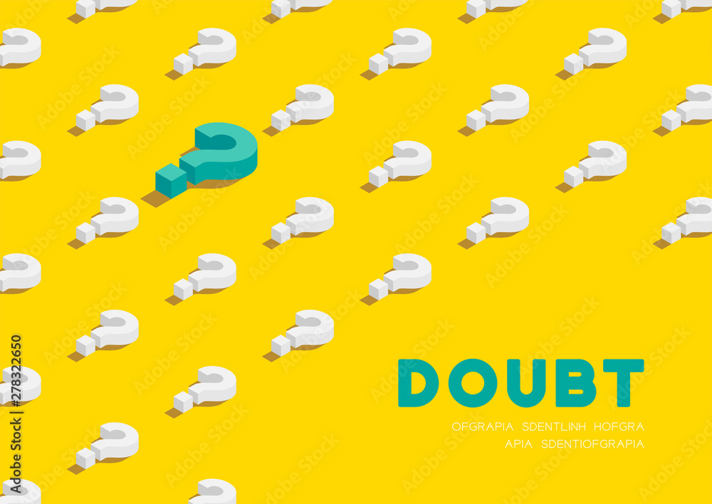 Question mark symbol 3D isometric pattern, Doubt concept poster and ...
