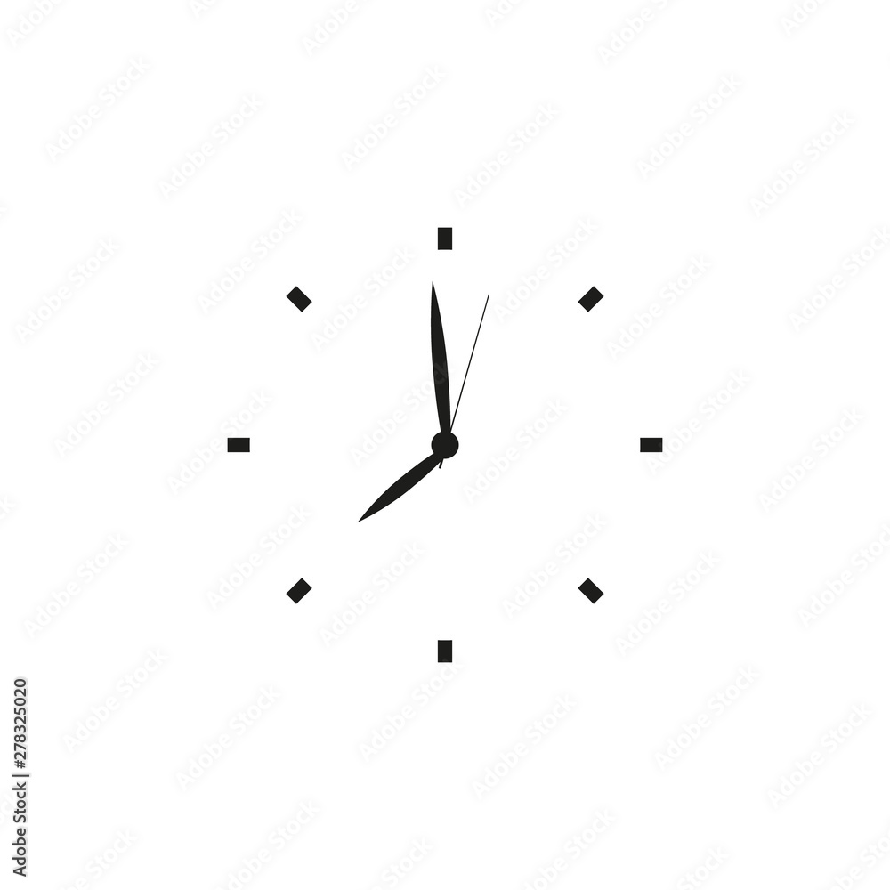 Simple Clock icon in flat style, minimalistic timer on transparent ...