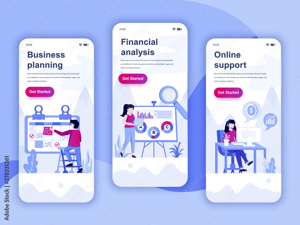 Set of onboarding screens user interface kit for Planning, Financial ...