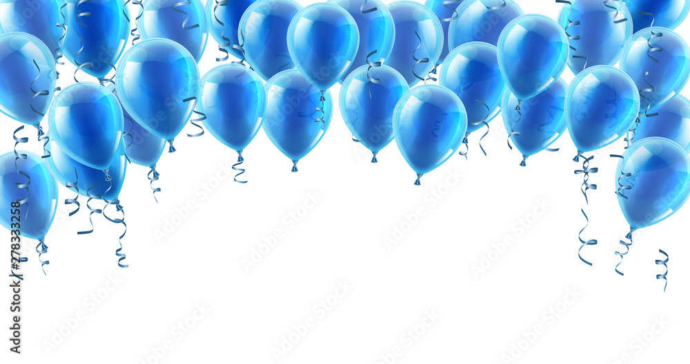 A blue party balloons isolated header background Stock Vector | Adobe Stock