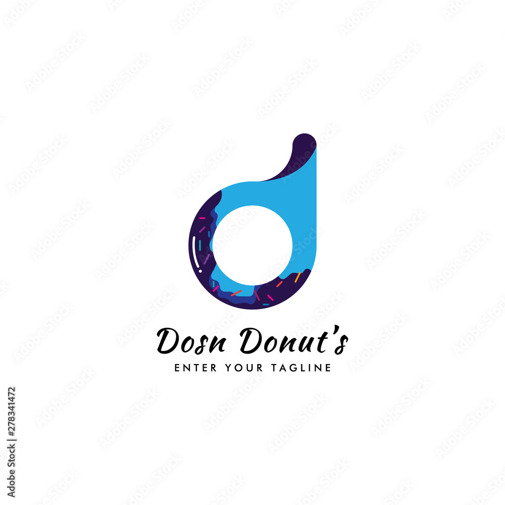 Logo Letter D Donut, Concept Letter D and Symbol/icon Donut, logo Donut ...