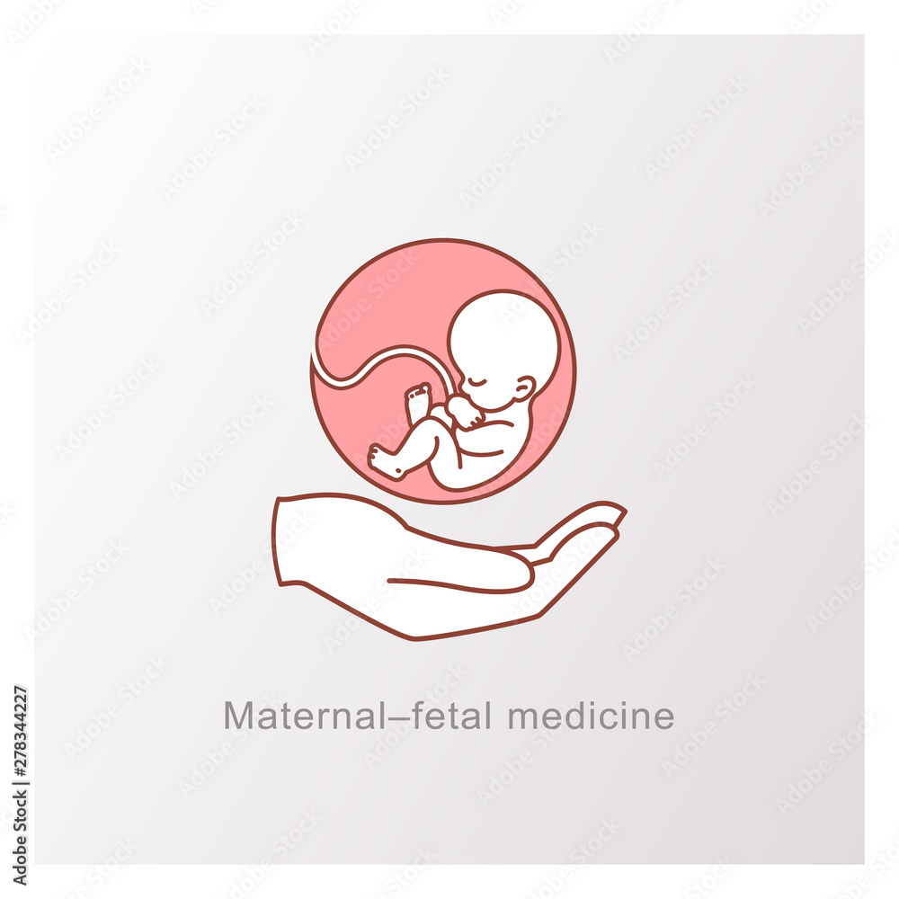 Baby in womb and hand. Fetus symbol Stock Vector | Adobe Stock