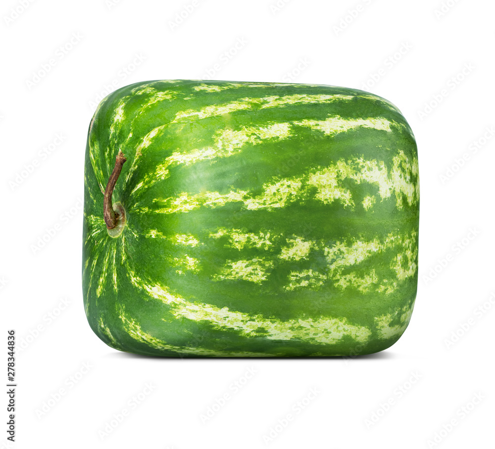 Square ripe natural watermelon isolated on white background. File ...