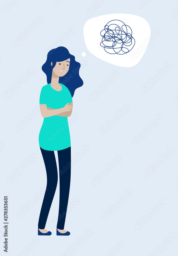 Depressed woman concept. Female feels depression, messy complicated ...