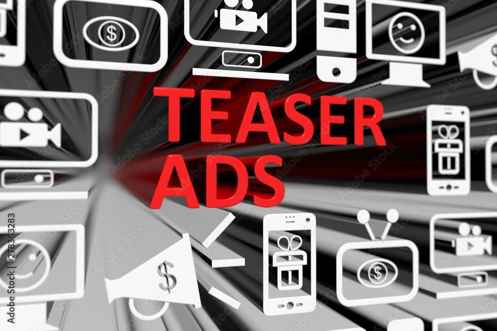 TEASER ADS concept blurred background 3d render illustration Stock ...