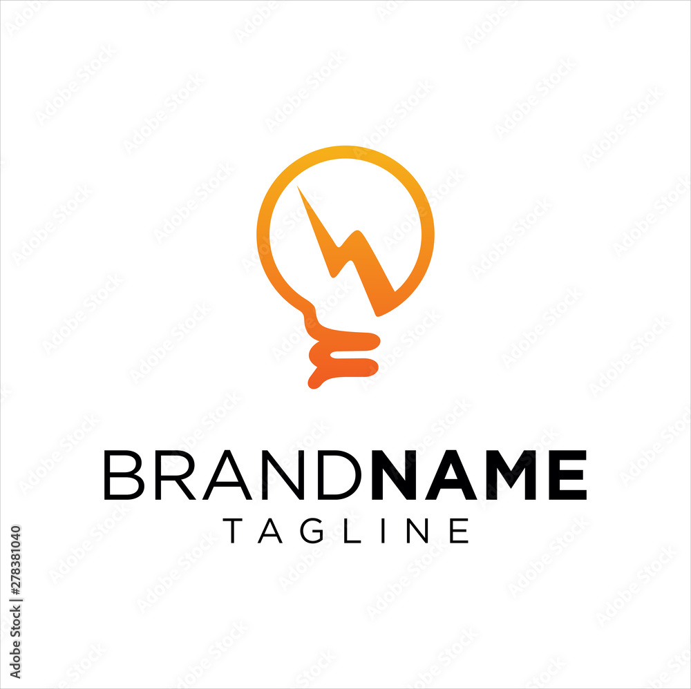 Electric Bulb Logo Icon Vector Design Stock . Bulb Tech Logo. Digital ...