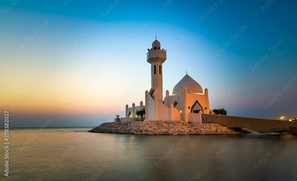 Beautiful Al Khobar Corniche Mosque Sunrise -Saudi Arabia. Stock Photo ...
