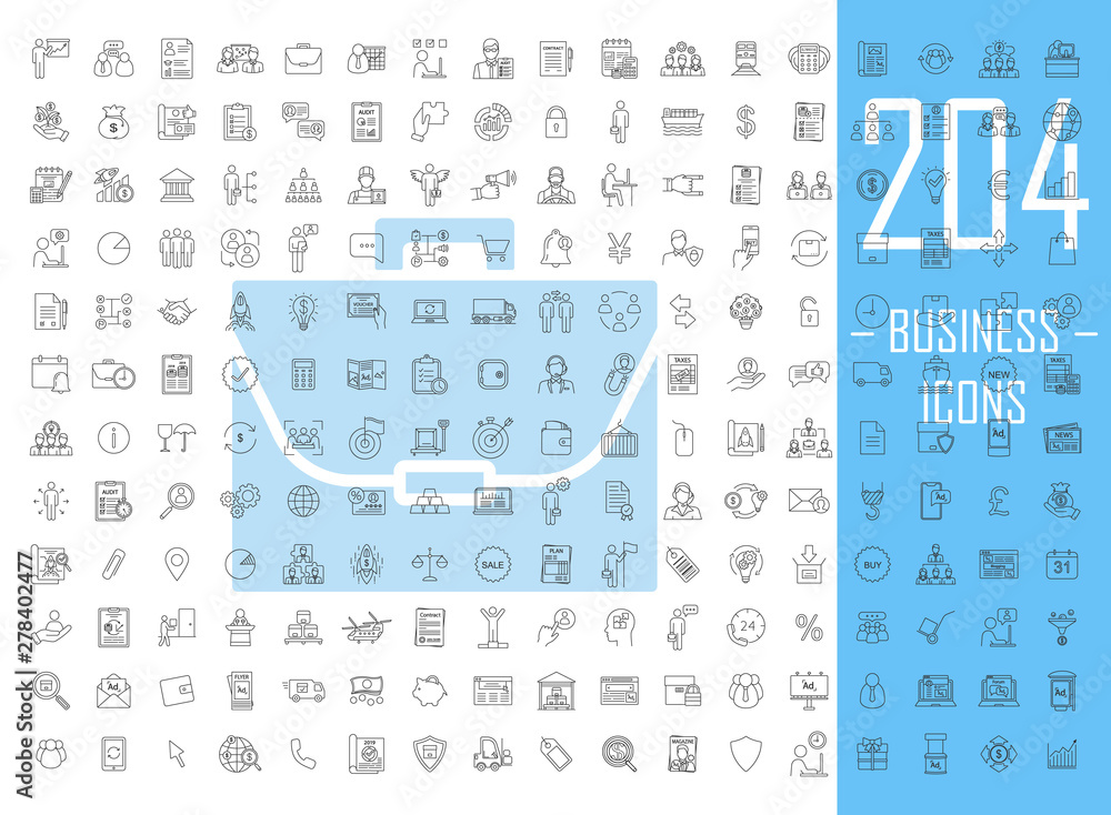 Business linear icons big set. Thin line contour symbols. Financing and ...