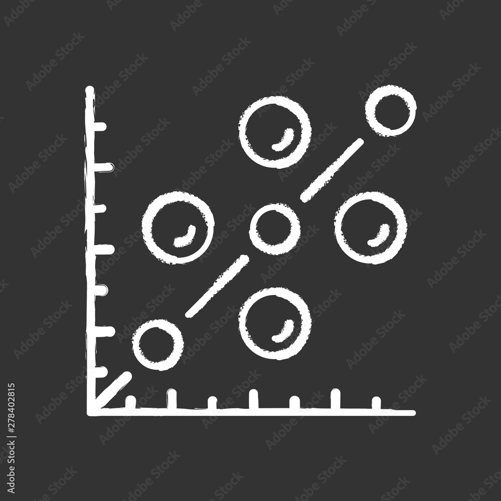 Scatter plot chalk icon. Scattergram. Mathematical diagram. Symbolic representation of ...
